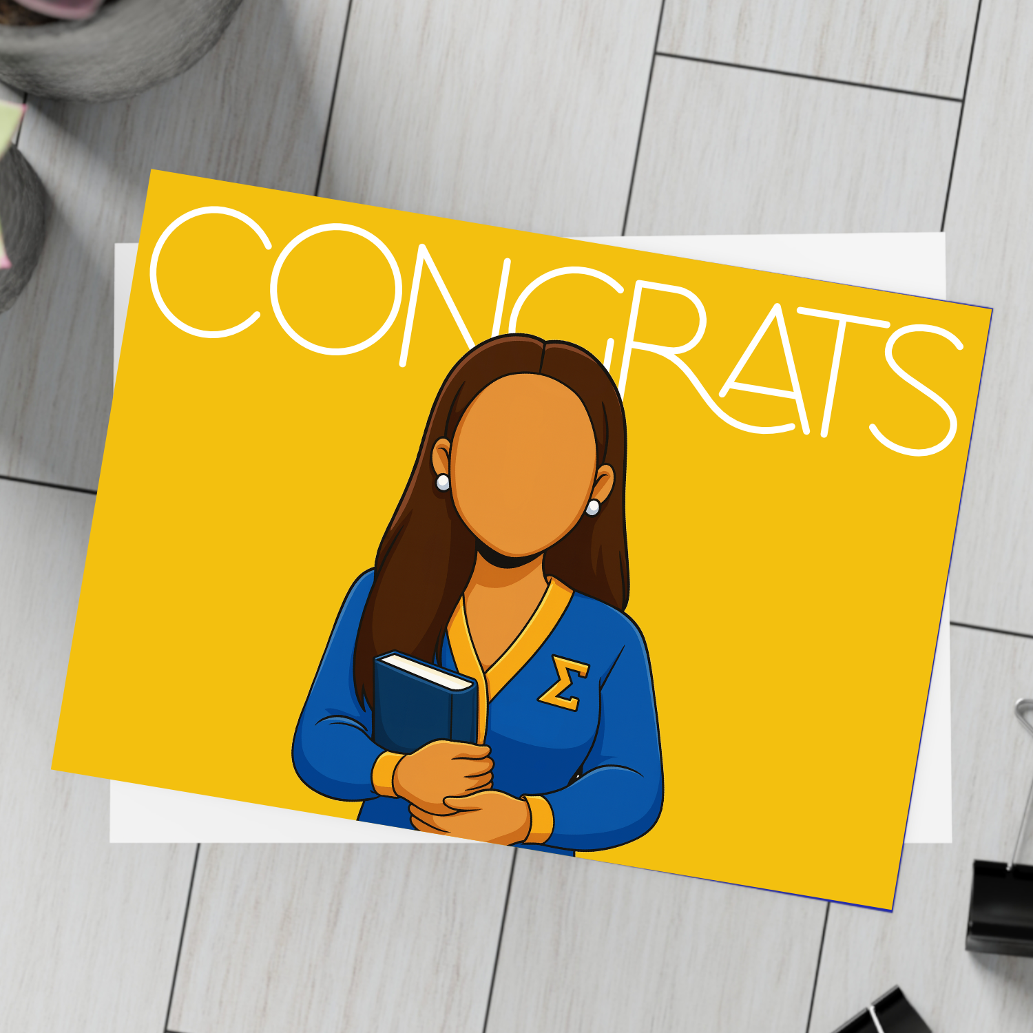 Congrats Sorority Greeting Card Blue and Gold – 4K Made Creative Studio